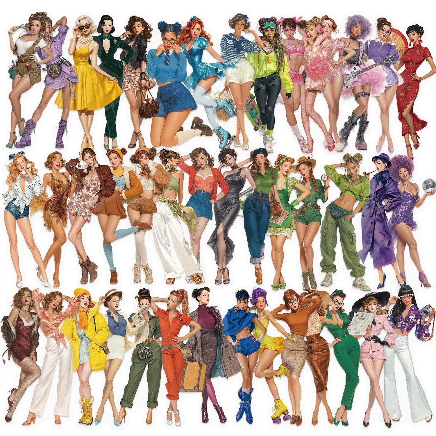 Водонепроницаемые прозрачные наклейки Pop Girl AX2-100PCS