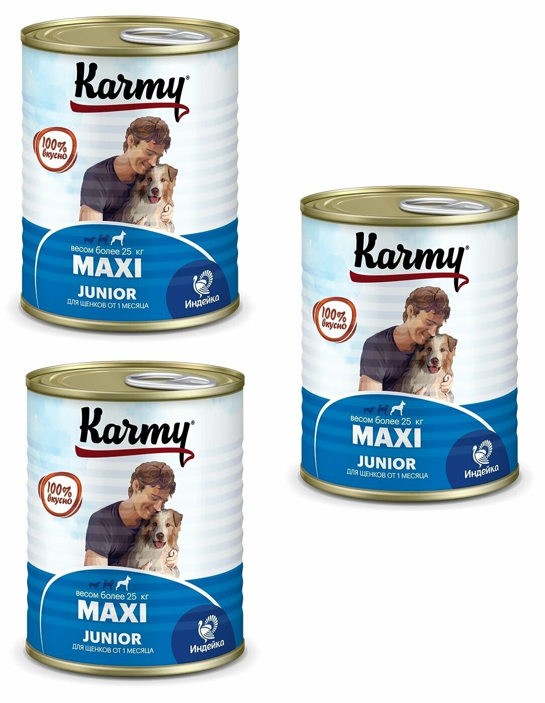 Консервы Карми для щенков Maxi Junior крупных пород Индейка 340г 3шт