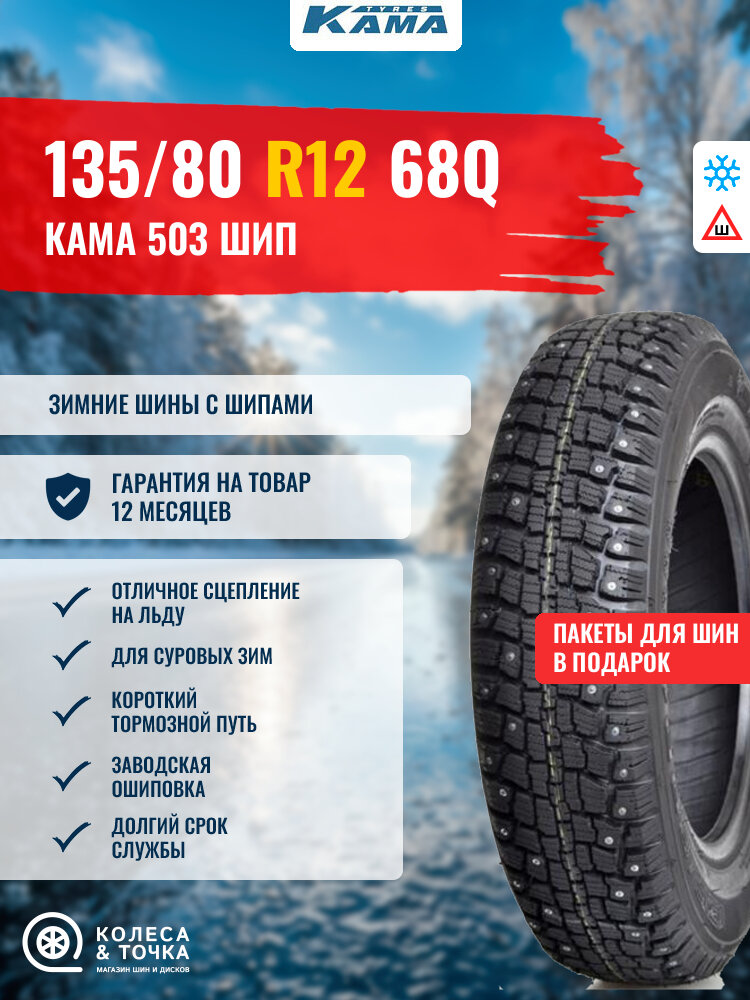 КАМА 503 ШИП 135/80R12 68Q (зима / шипы) (195921)