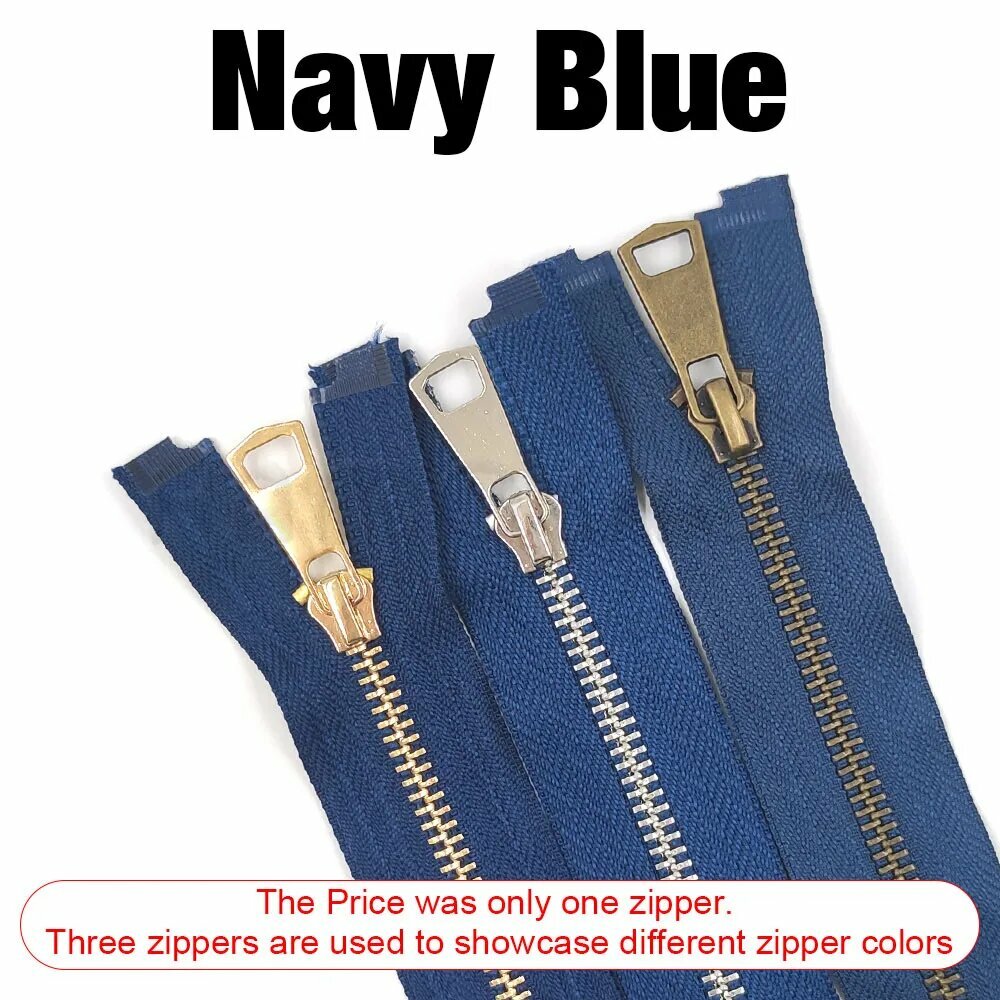 Металлическая молния Hamoshop №5 10-80см Синий, Silivery zipper, Синий, Navy Blue, 70cm