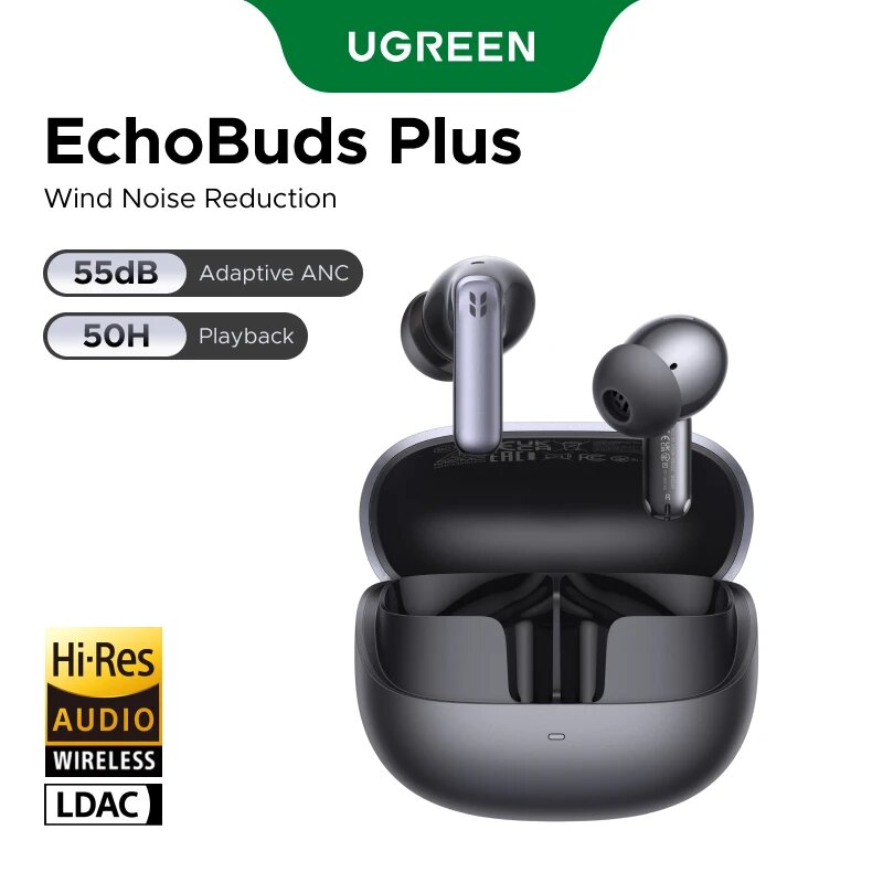 Беспроводные наушники UGREEN EchoBuds Plus Черный, Black
