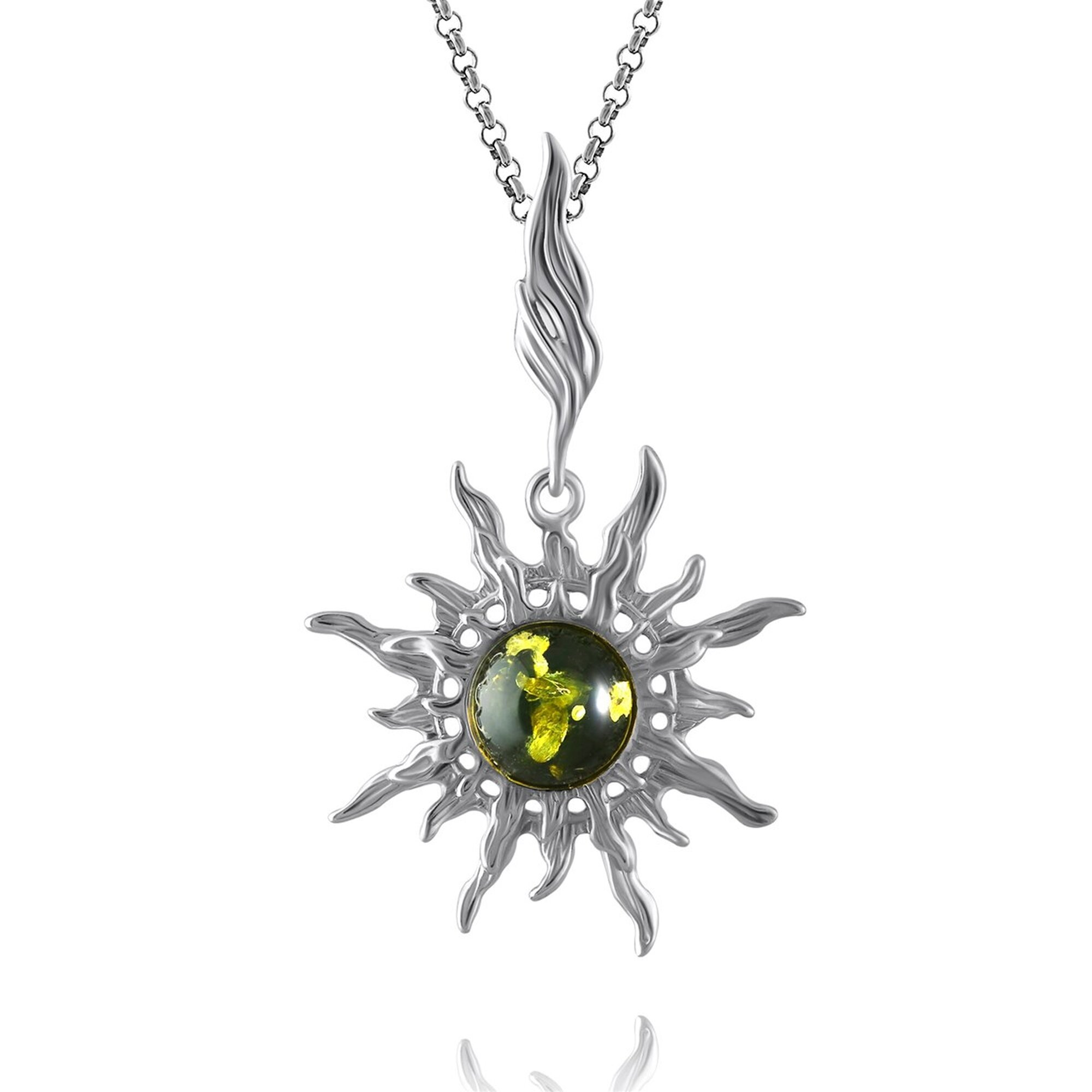 Подвеска Diamant online, серебро, 925 проба, родирование, янтарь