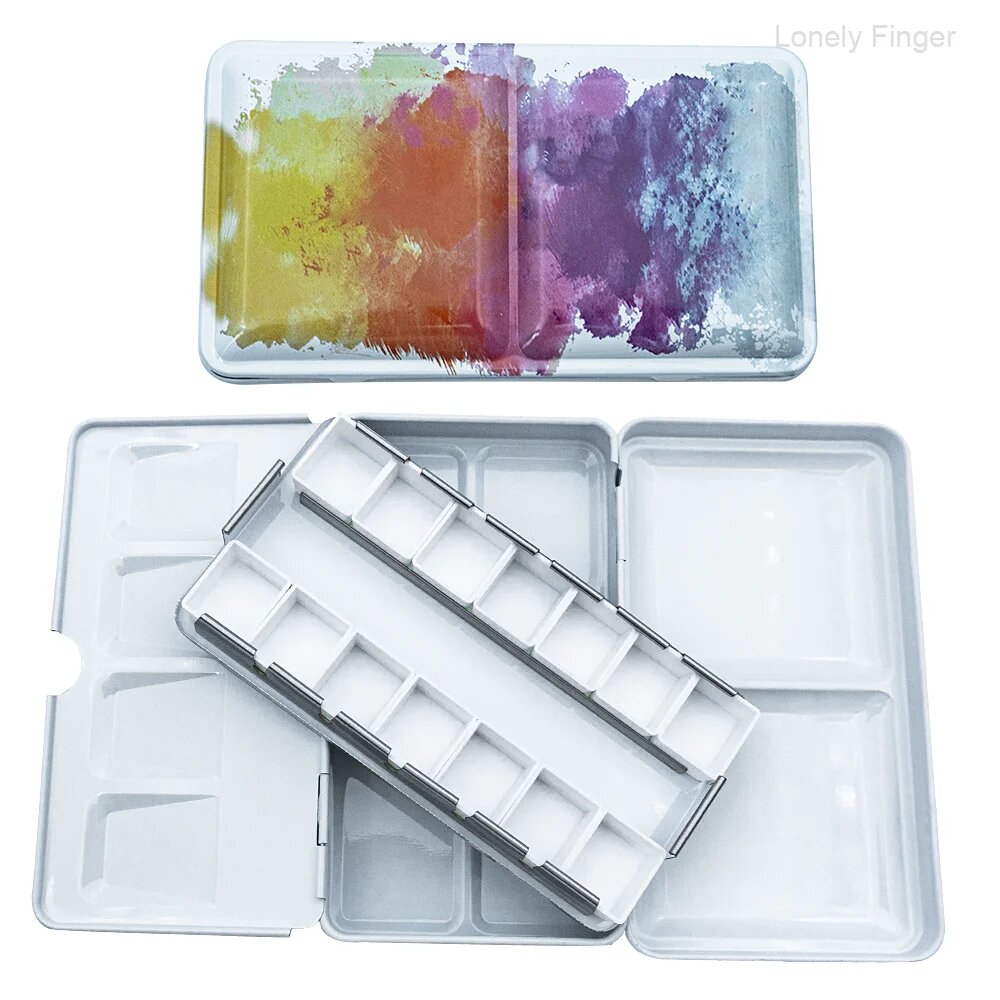 Металлическая пустая палитра для акварели 14 полукуветов S2 Color14Pans