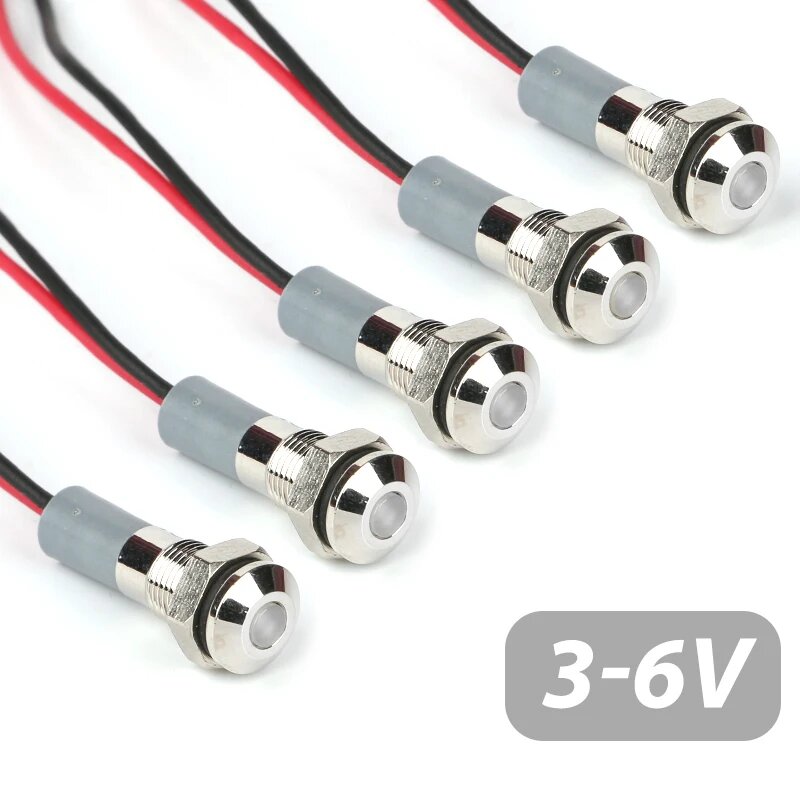 5шт светодиодный индикатор 6мм, белый, 3-6V