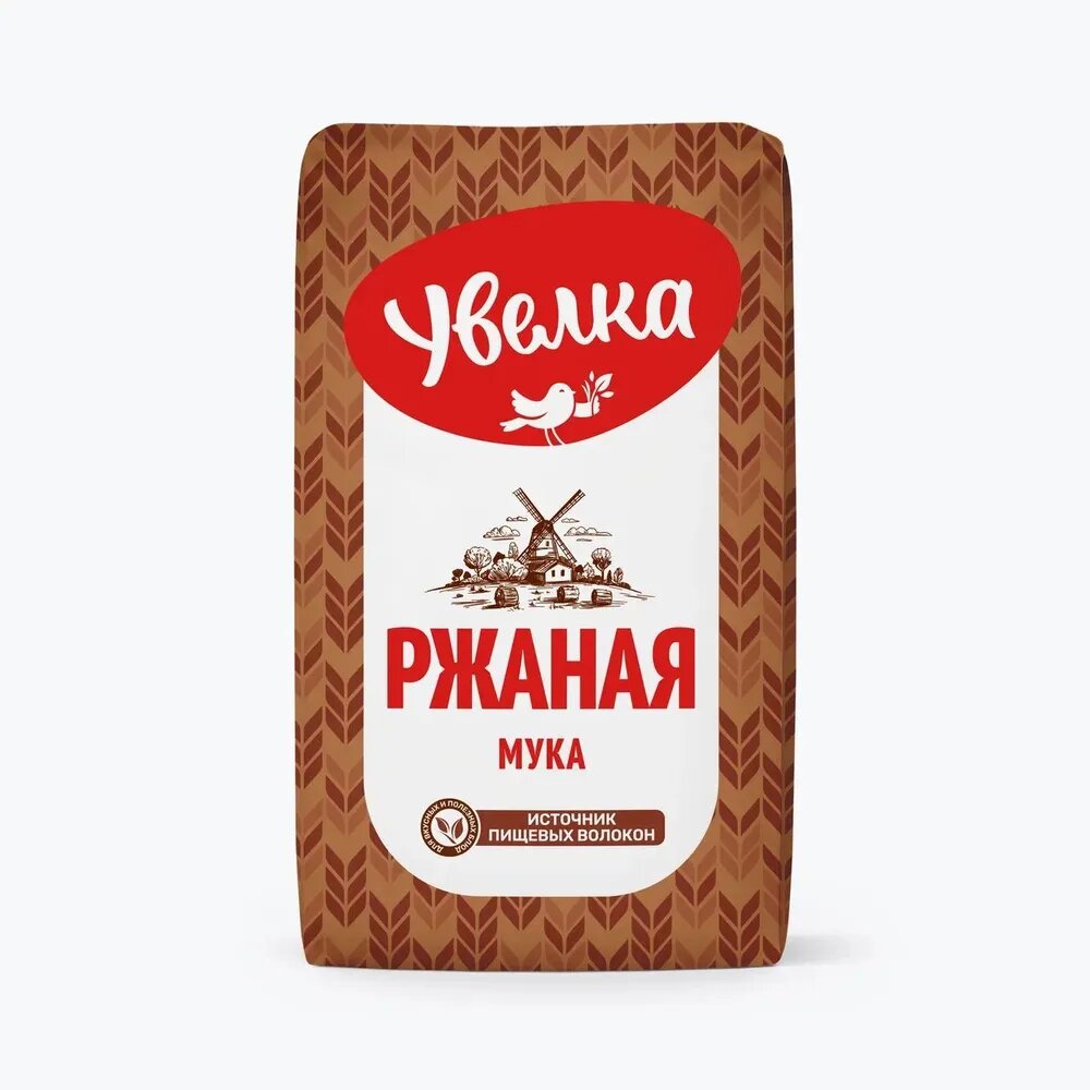 Мука Увелка ржаная хлебопекарная обдирная, 2 кг
