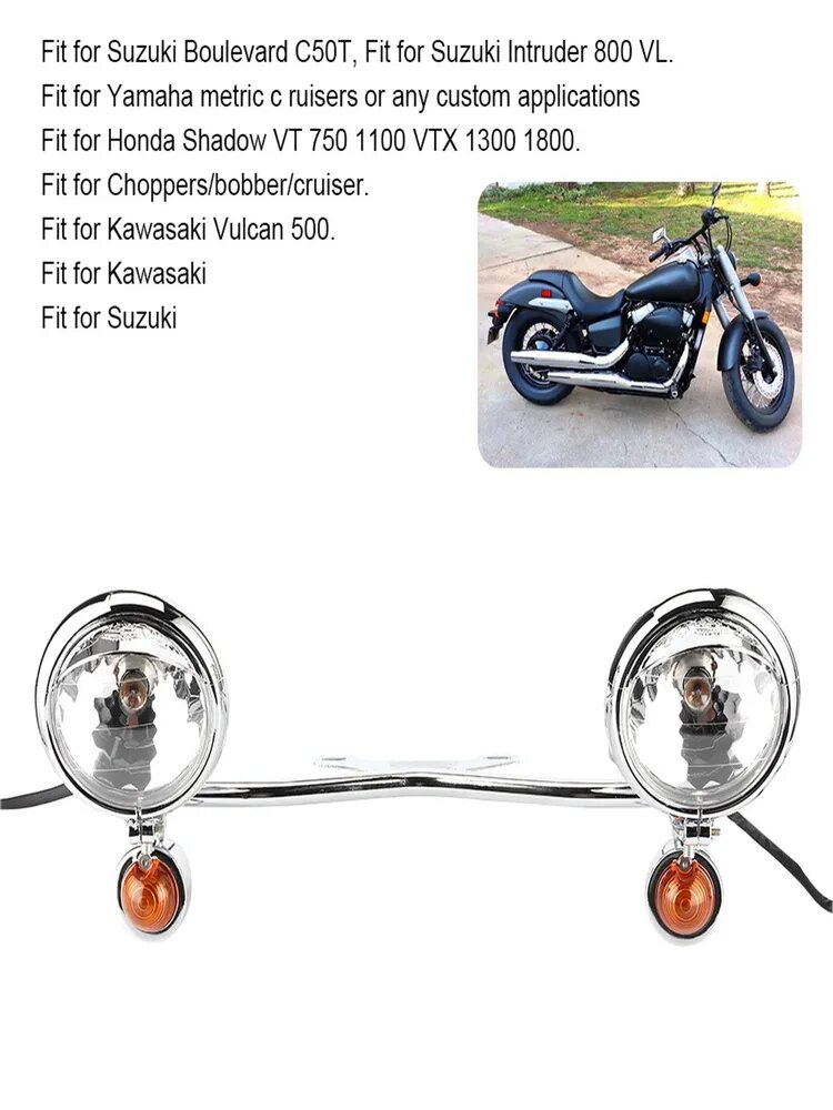 Светодиодная мотоциклетная фара-поворотник 12V DC: многофункциональная (габарит/поворотник/противотуманка), яркая и надёжная, прямая замена для Honda Shadow 750/1100 и VTX 1300/1800.