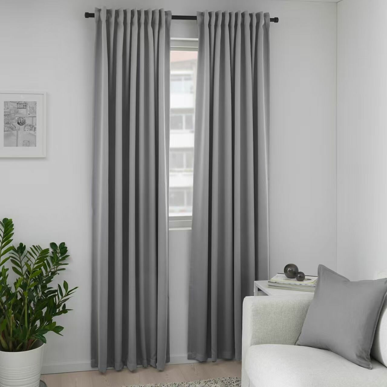 Шторы блэкаут IKEA майгулл (Китай), серый , комплект 2 шт, 145x250 см
