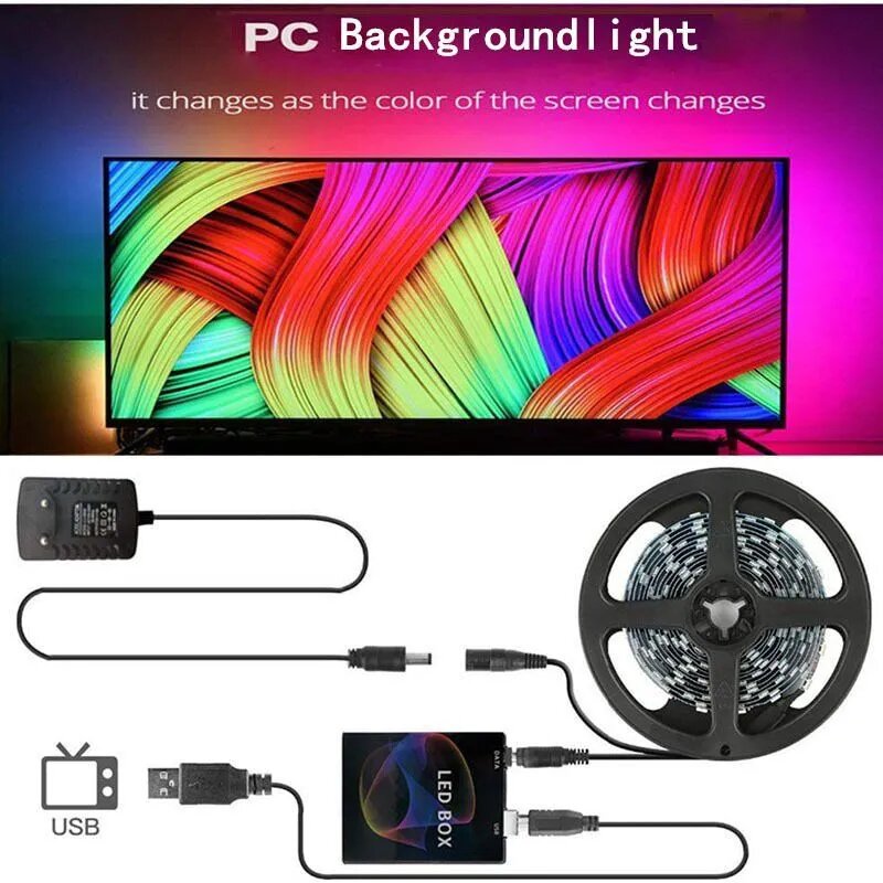 Светодиодная лента Streamer 5м 30LED/м синхронизация с экраном Ambibox автоматическая смена цвета стандарт ЕС