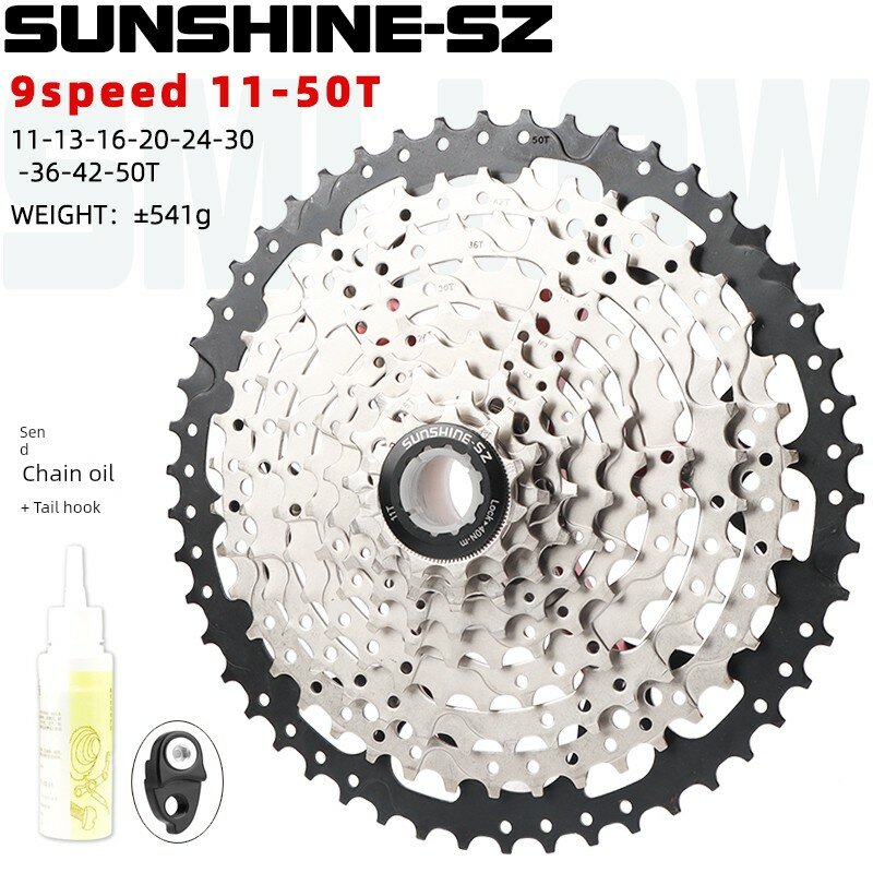 9-скоростная велосипедная кассета 11-50T черно-серебристая, подходит для Shimano 9S для подъема на холмы