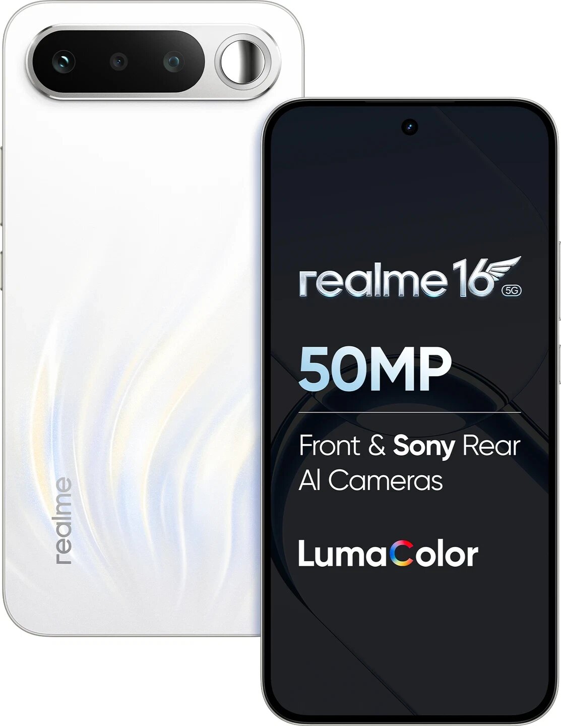 Смартфон realme 16 5G 8/256Гб белое, российская версия, 6.57" AMOLED 120 Гц,7000 мАч, Google Play