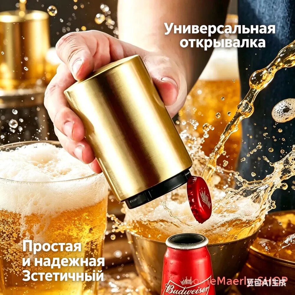 Открывалка нержавеющая сталь 1 шт золотой