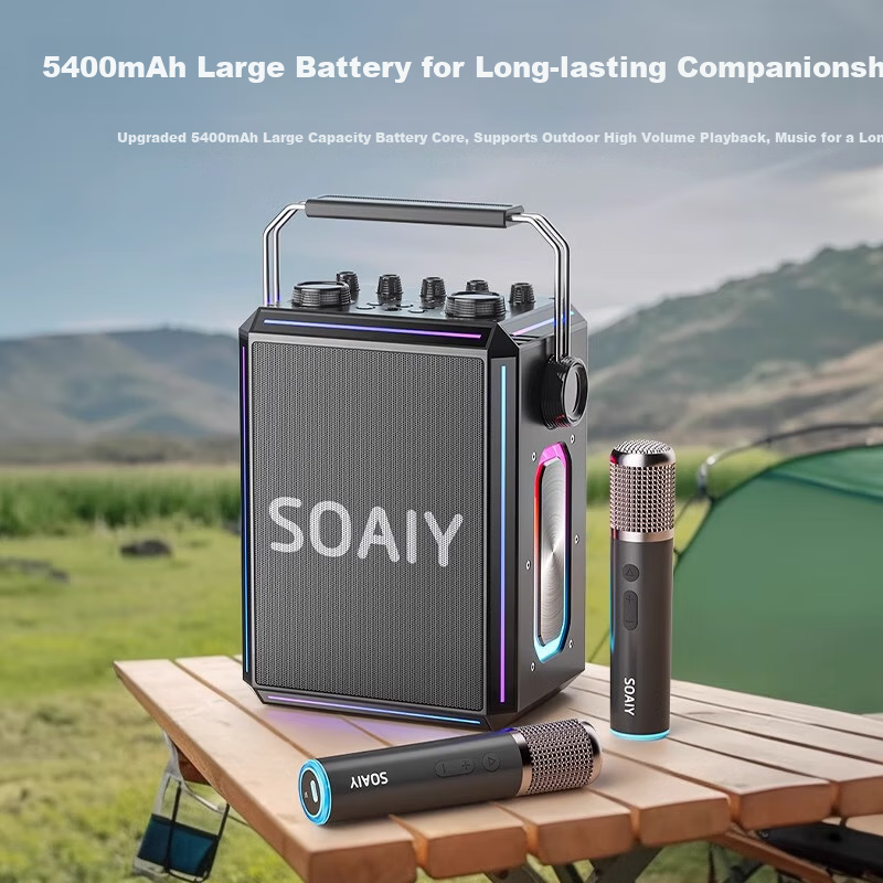 Soaiy SSK03 Bluetooth портативный караоке-сабвуфер с 5-ю динамиками 80 Вт для уличных выступлений черный Цвет：Напольный