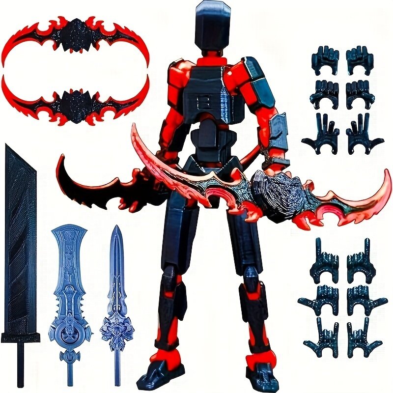 Собранная фигурка Titan 13, многосуставная робот-фигурка Dummy Robot 13, 3D-печатная, цвет черный и красный, для коллекционеров и украшения стола