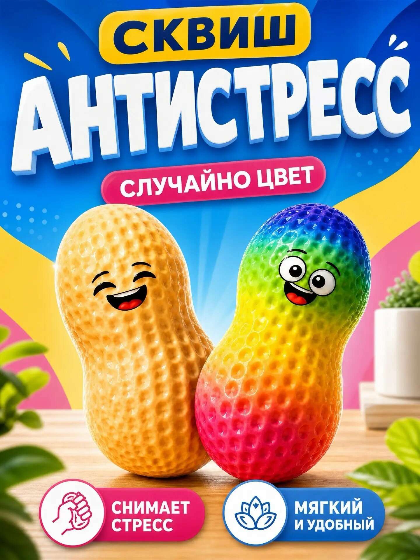 Сквиш антистресс в форме арахиса