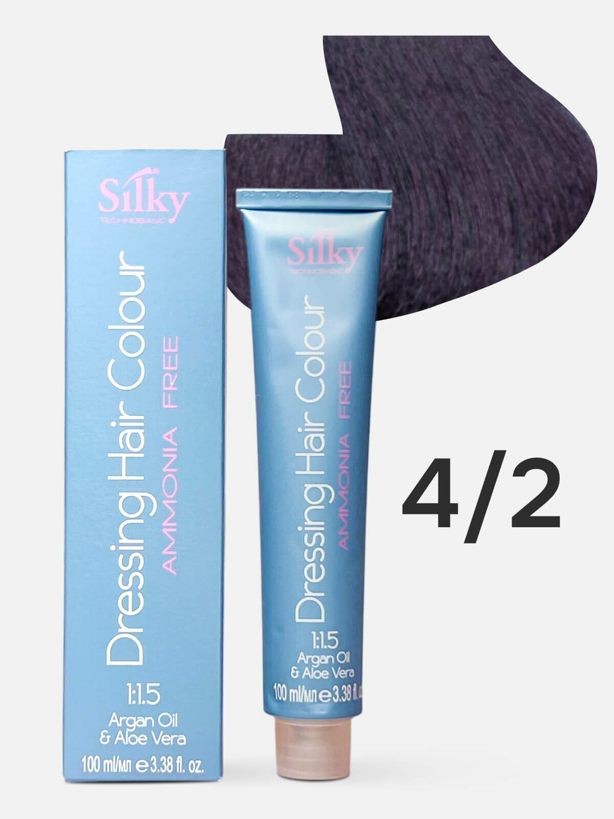 Крем - краска для волос профессиональная без аммиака Silky Dressing Haircolor 4.2 Каштановый Фиолетовый, 100 мл