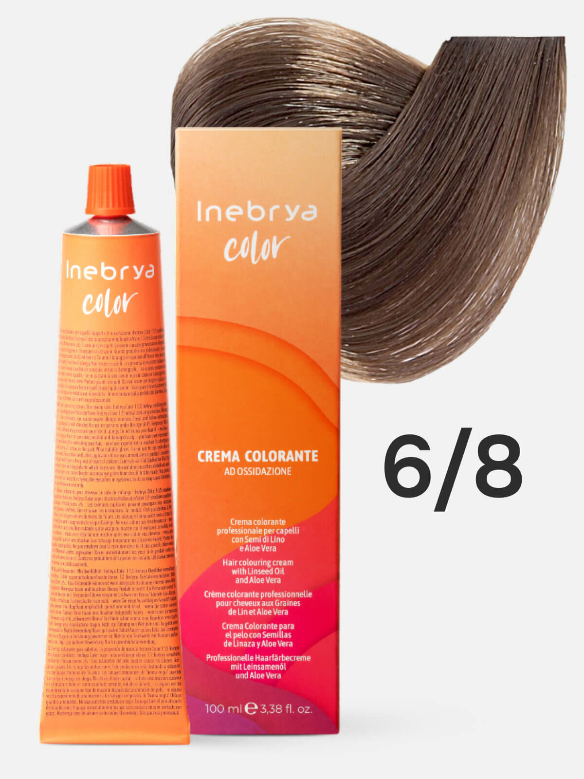 Крем - краска для волос профессиональная Inebrya Color Professional 6/8 Темный русый Жемчужный, 100 мл