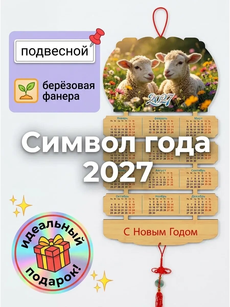 Подвесной настенный календарь символ года 2027 , Год Козы/Овцы