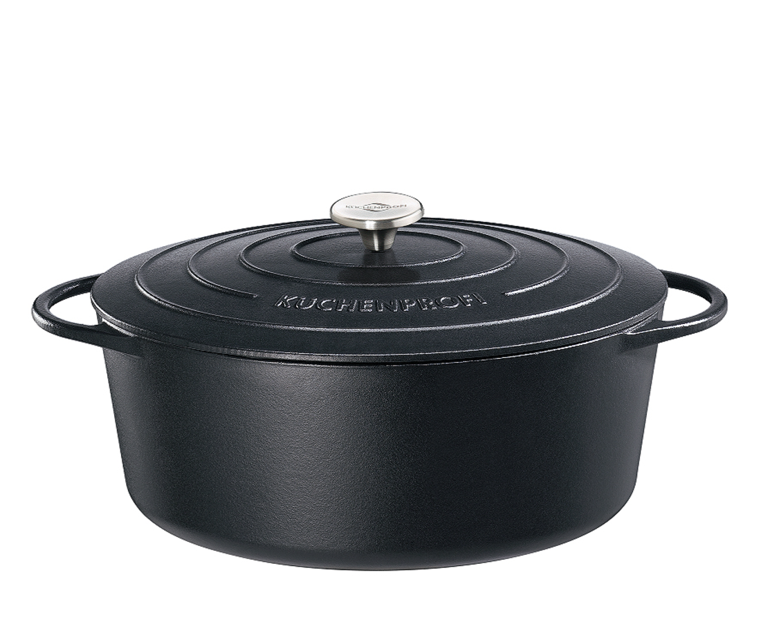 Кастрюля овальная с крышкой PROVENCE от KÜCHENPROFI, 48,5 х 33,5 х 16 см, 12,5 л, черный, чугун