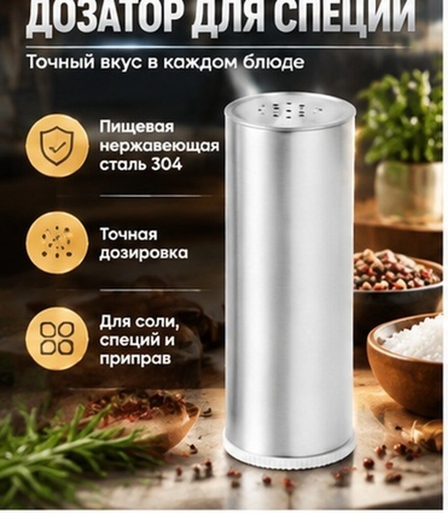 Перечная Мельница Для Приправ 2 Штуки Переносной Диспенсер Приправ Для Кухни Размер 8.00X3.30X3.30CM