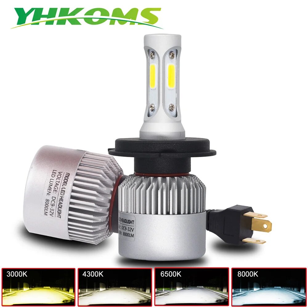 YHKOMS H4 светодиодный лампы H7 H1 H3 H8 H9 H11 H13 9005 HB3 9006 HB4 880 881 H27 9004 4300K, H7