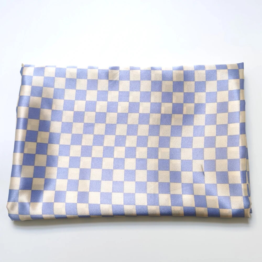 Атласная ткань «Шахматная доска» 100% полиэстер FABRIC SHIPPER Синий, 1Meter X 1.48Meter, Baby blue