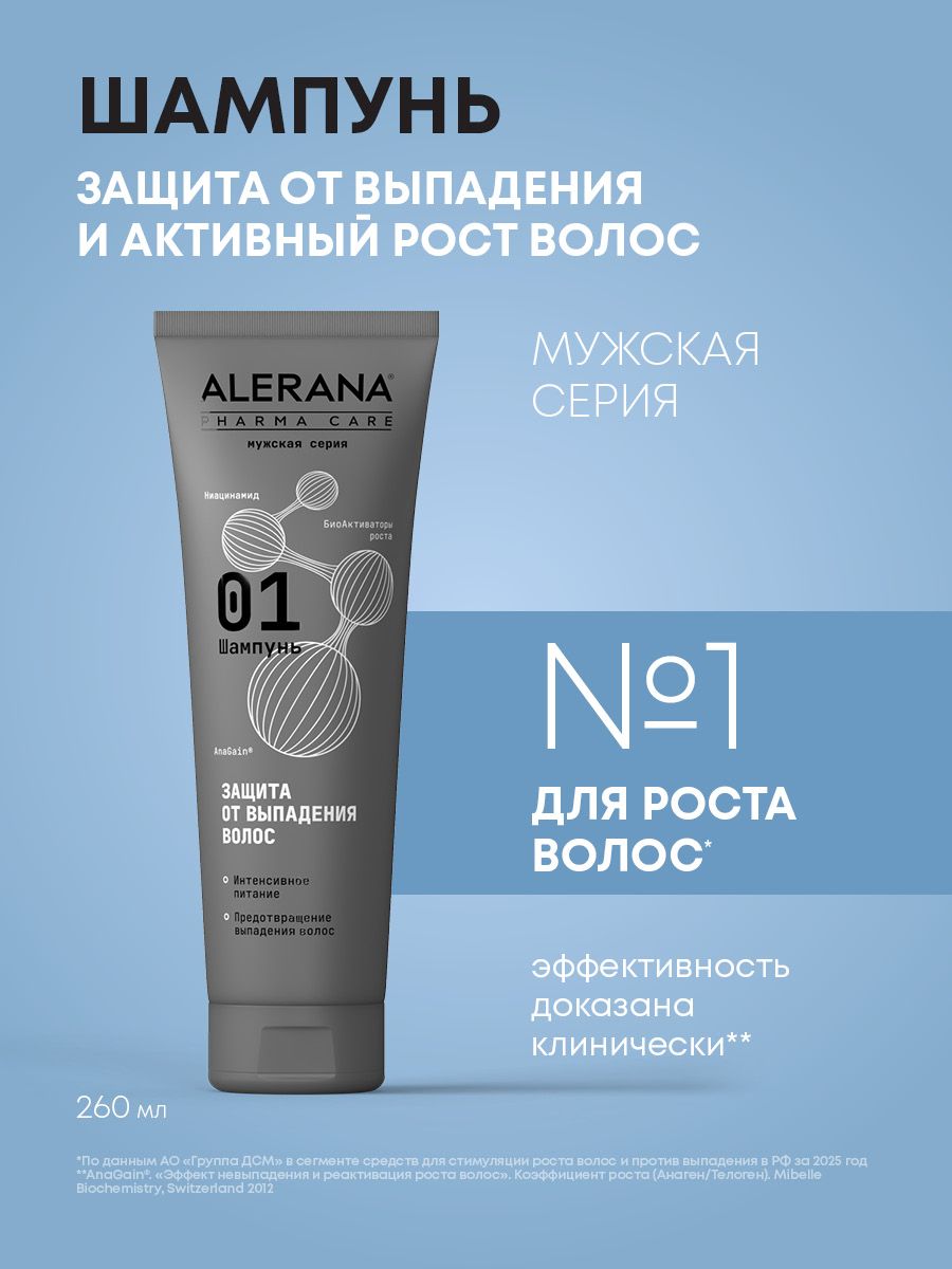 ALERANA Pharma Care шампунь мужской Защита от выпадения, 260 мл