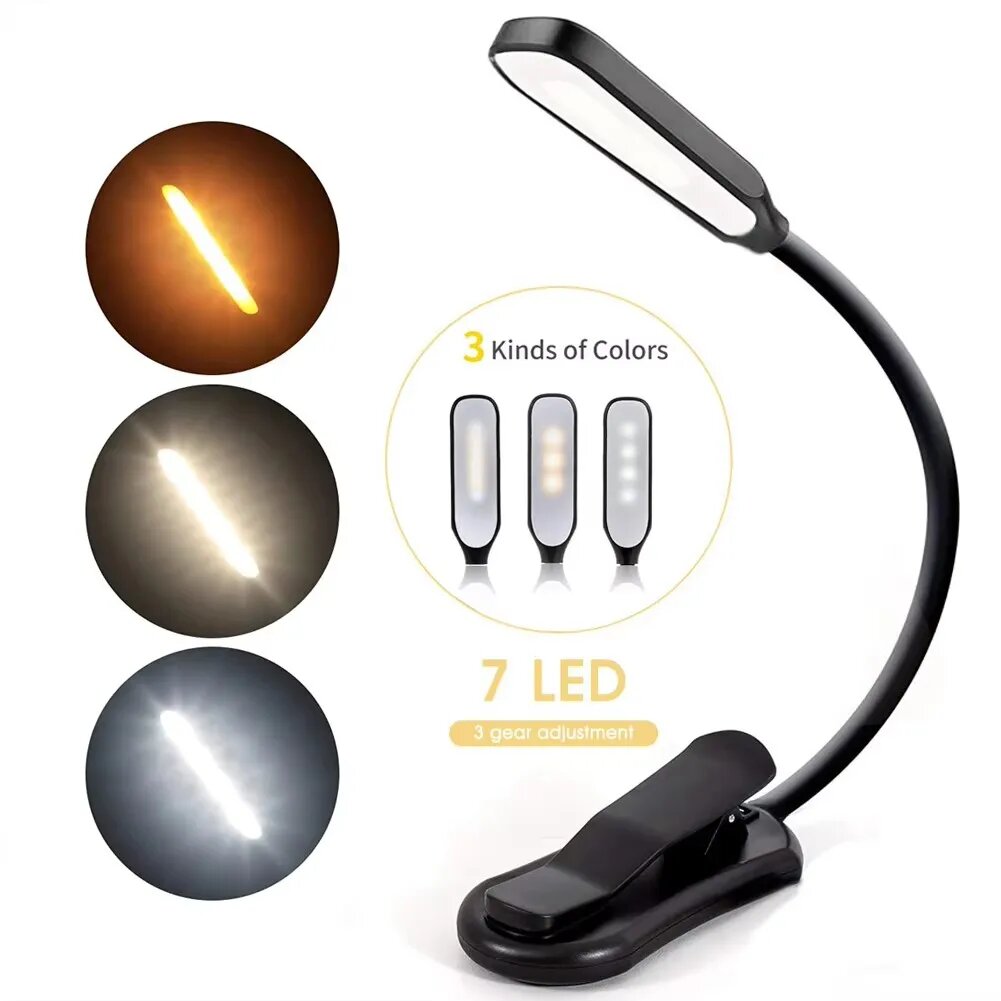 Аккумуляторная книжная лампа Mini 7 LED Black Rechargeable