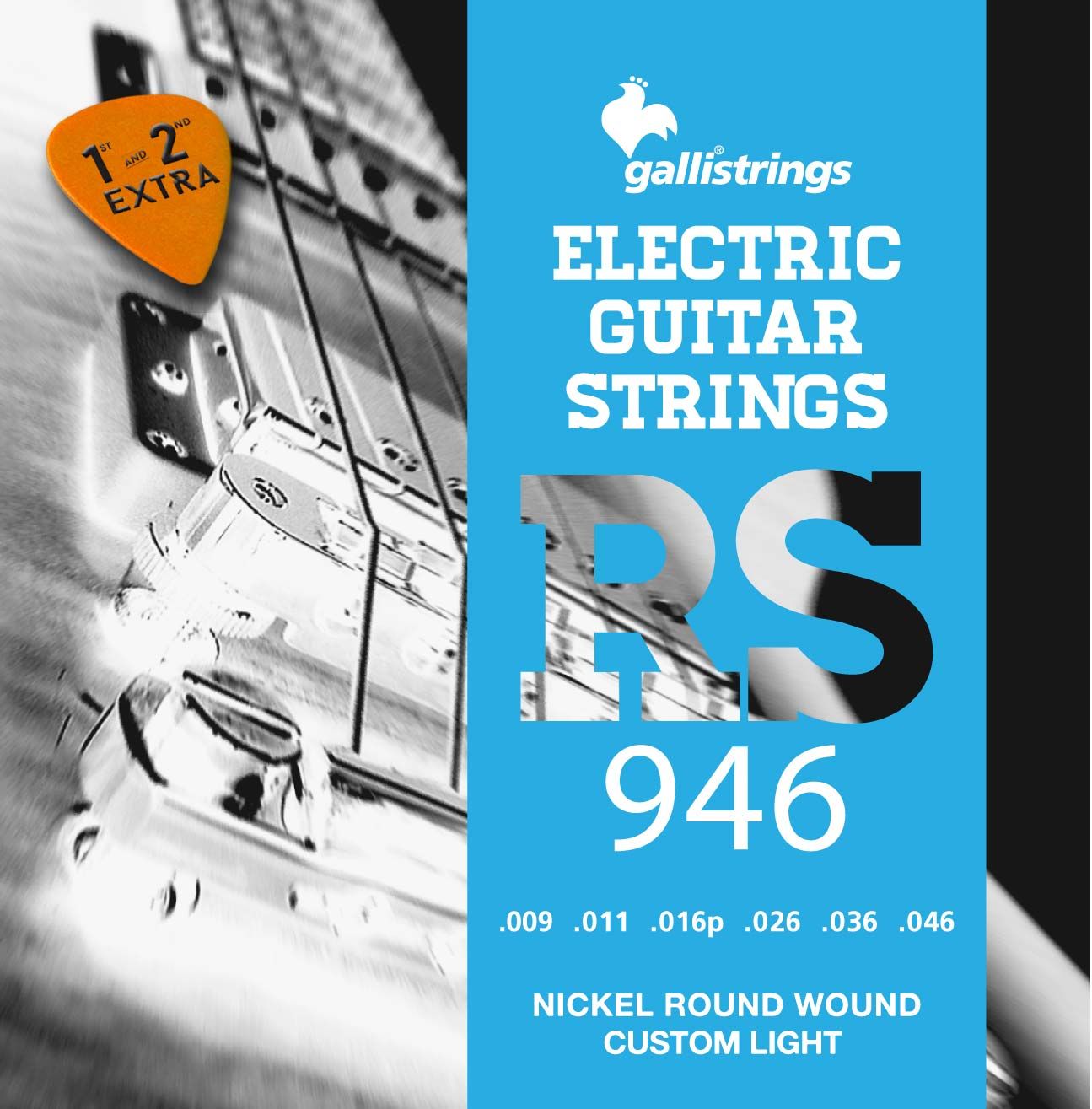 Комплект струн GALLI STRINGS для 6-струнной Электрогитары Серия RS Никелированная сталь, 9-46 натяжение