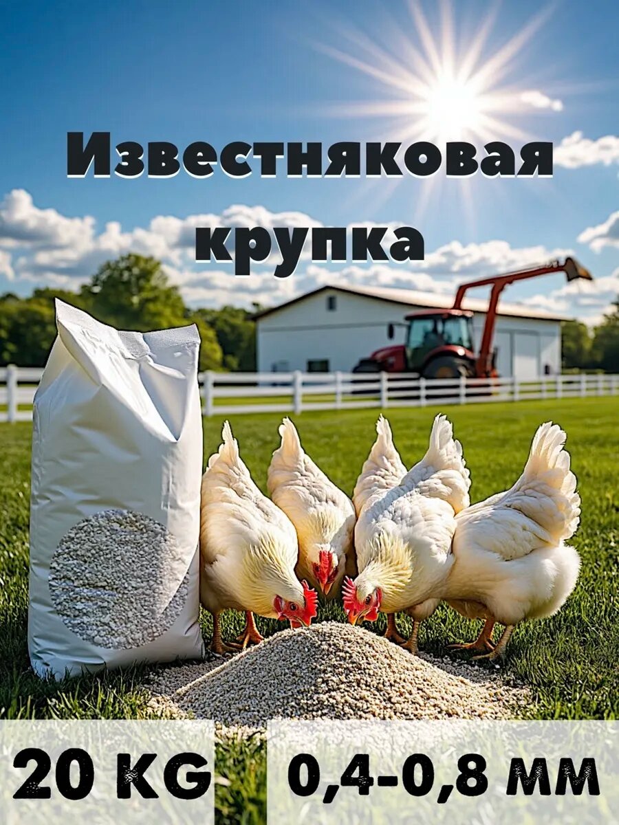 Известняковая крупка для кур, витамины 20 кг фракция 0,4-0,8 мм