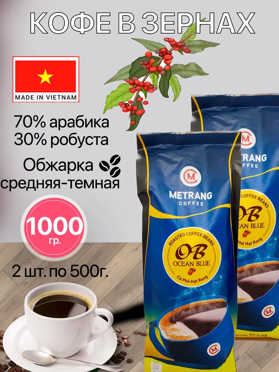 Кофе в зернах ME TRANG "Оушен Блю" Ocean Blue, 2шт по 500г
