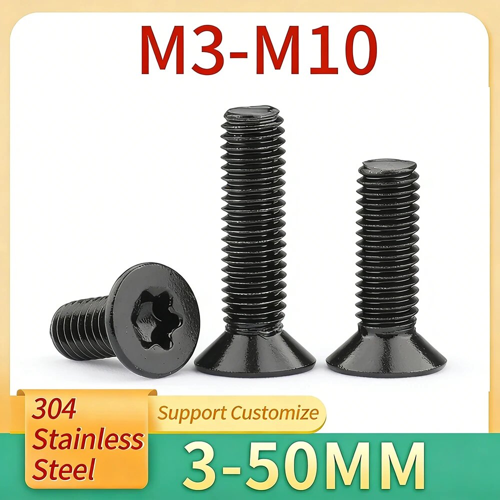 Черные винты Torx M1.6-M8 из нержавеющей стали A2-70 304 12mm(Customize), M6 (10pcs)