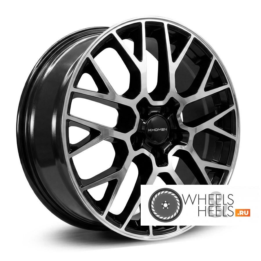 Диск автомобильный литой KHOMEN WHEELS 1818 18x7 5x112 et43 dia57.1 Черный с полированной лицевой поверхностью