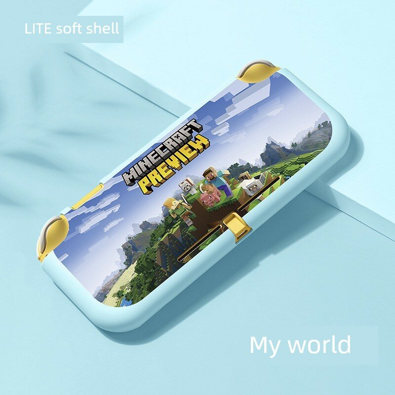 Чехол-накладка TPU синего цвета для Nintendo Switch Lite с дизайном Minecraft, тонкий - 1шт