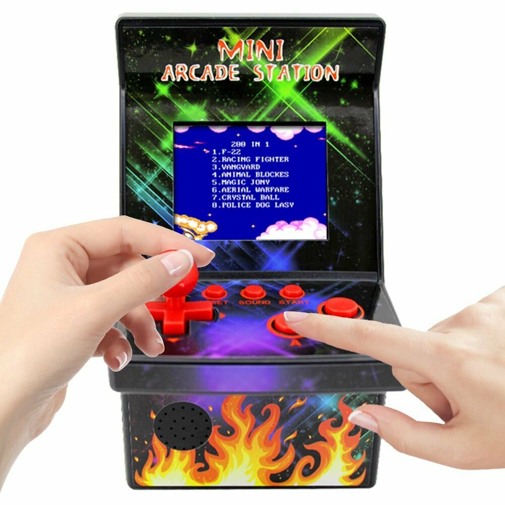 Игровой приставка NES с 200 классическими играми, 2,5-дюймовым цветным TFT-экраном, питанием от трёх батареек типа AA