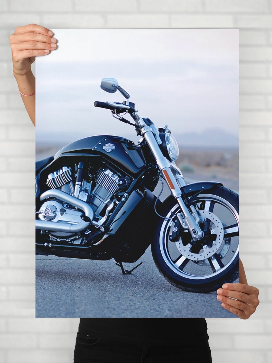 Плакат на стену для интерьера Авто и Мото (Харлей Дэвидсон V Род Маскл VRSCF - Harley Davidson V Rod Muscle VRSCF 1) A2 (42x61 см)