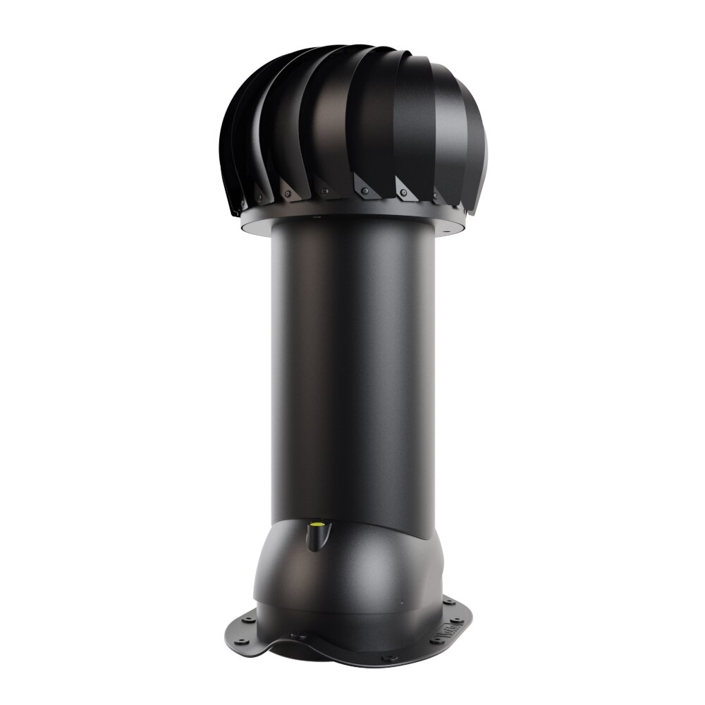 Вентвыход Viotto роторный для металлочерепицы утепленный 125/650 мм, черный RAL 9005