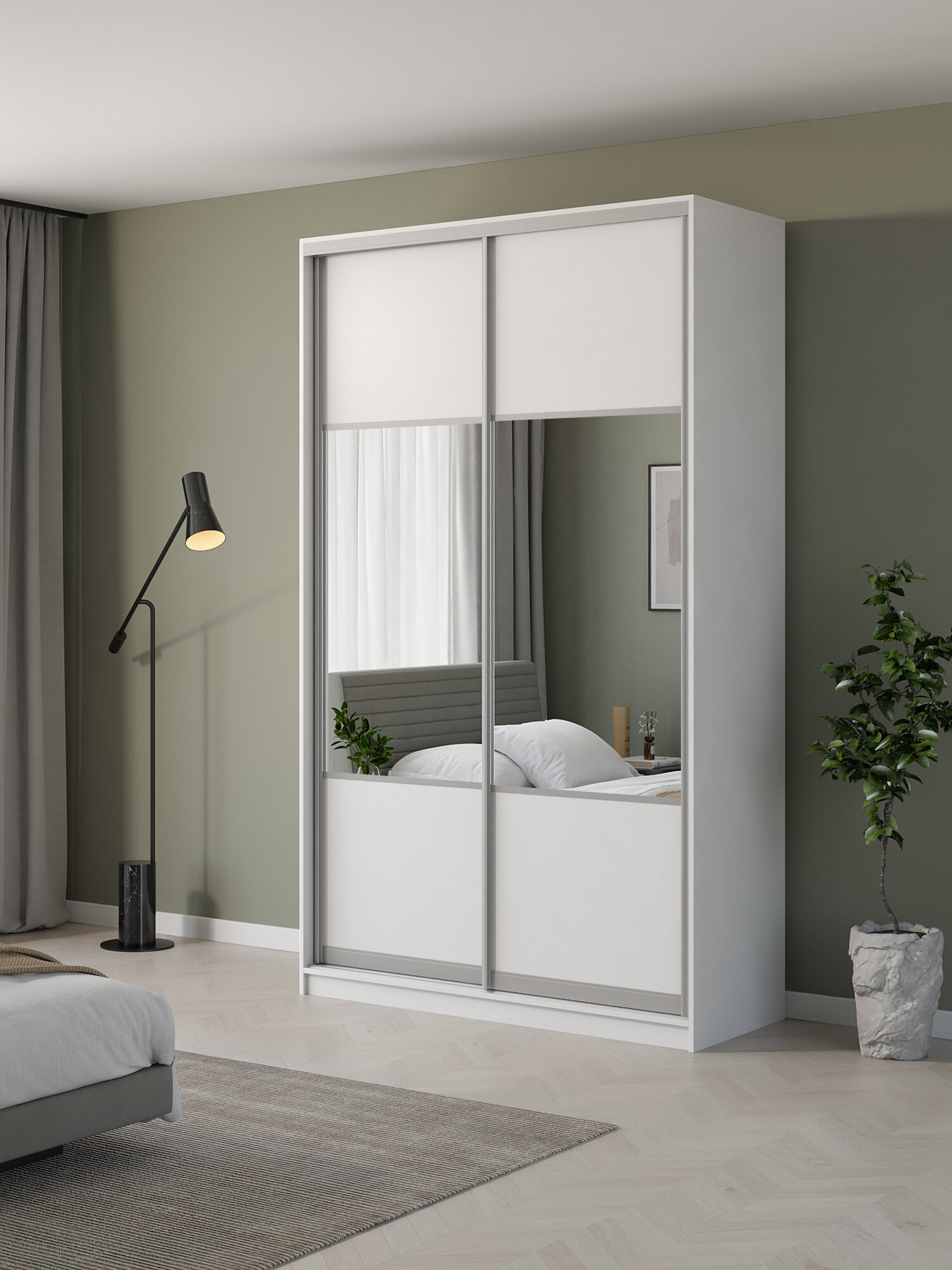 Шкаф купе Матэрна для одежды белый комбинированный 130 х 50 х 240 см