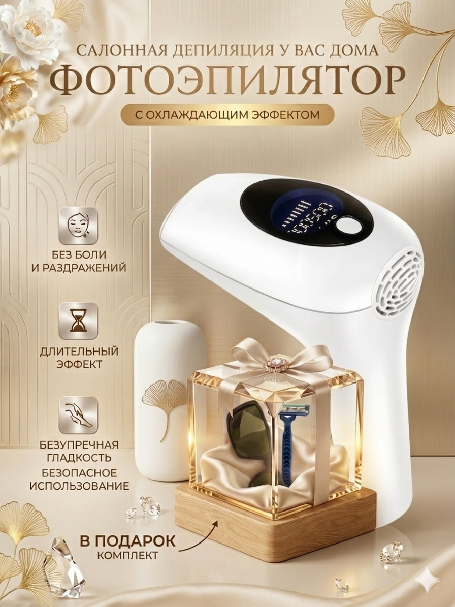 Фотоэпилятор лазерный профессиональный ipl с охлаждением белый