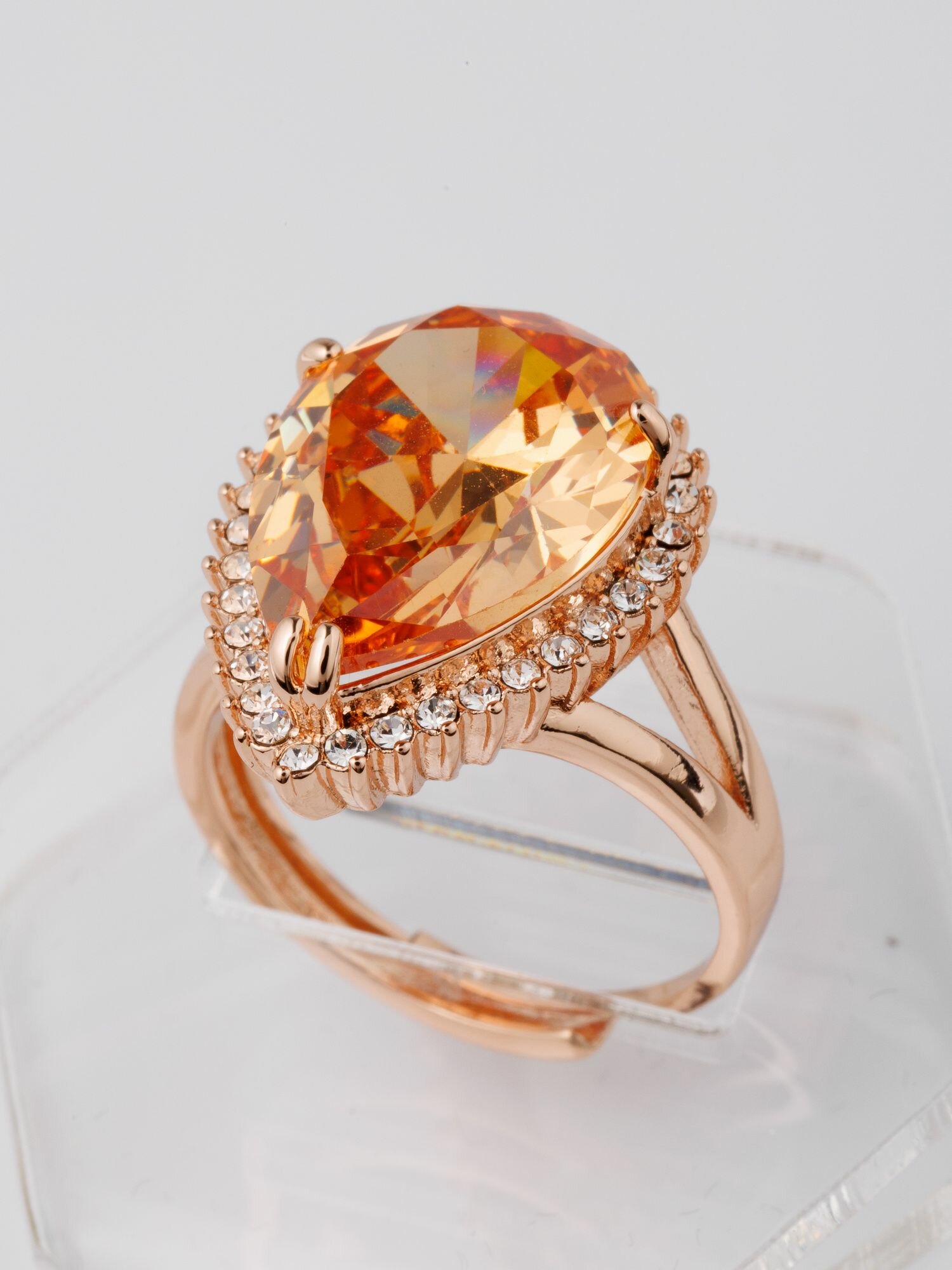 Кольцо, кристаллы Swarovski, фианит