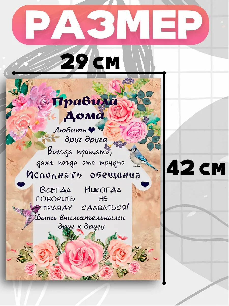 Постер на стену Правила дома, , плакат 1шт, А3 размер. — фото 1