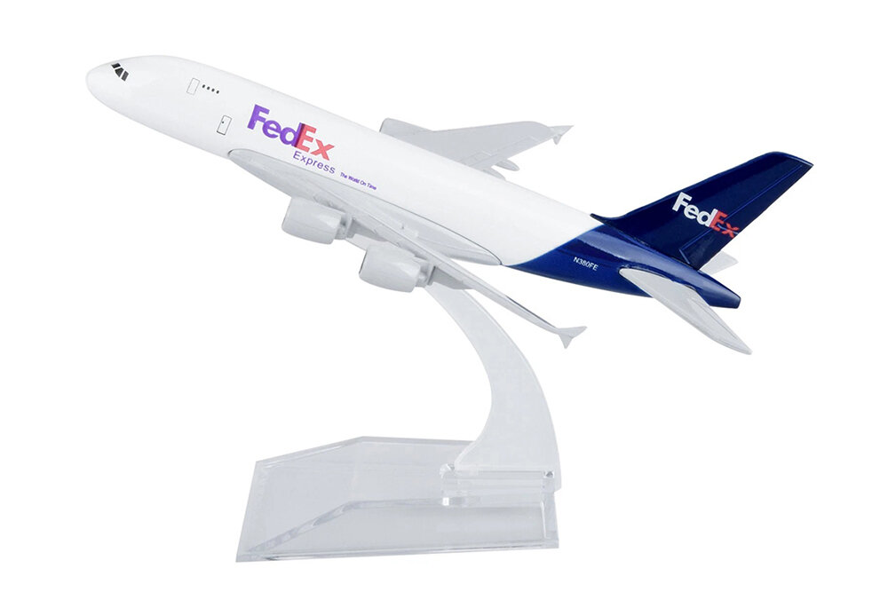 Модель коллекционная PAUDI Airbus A380 fedex cargo / эйрбас А380 федекс (длина 16 см)