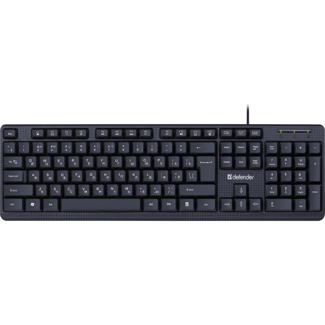 Клавиатура Defender Daily HB-162 RU проводн, черный,104кнопки+FN, 1.8м 45162 2282946
