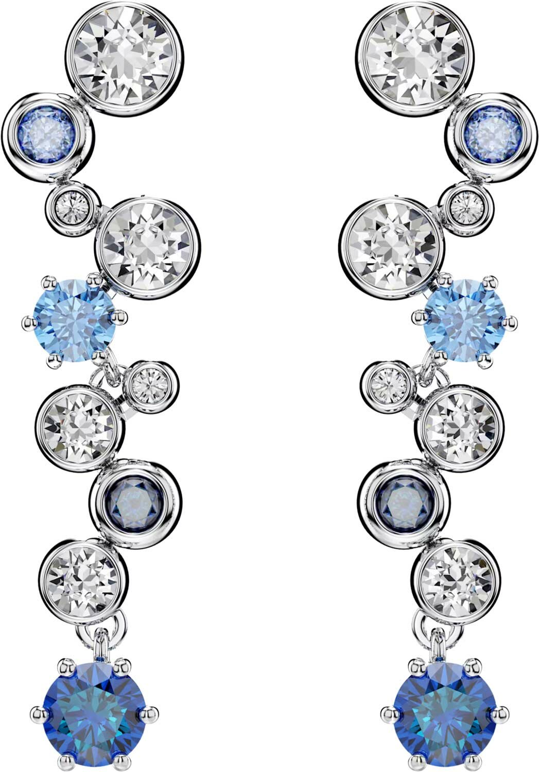 Серьги SWAROVSKI, кристаллы Swarovski, размер 39 мм, синий, белый — фото 1