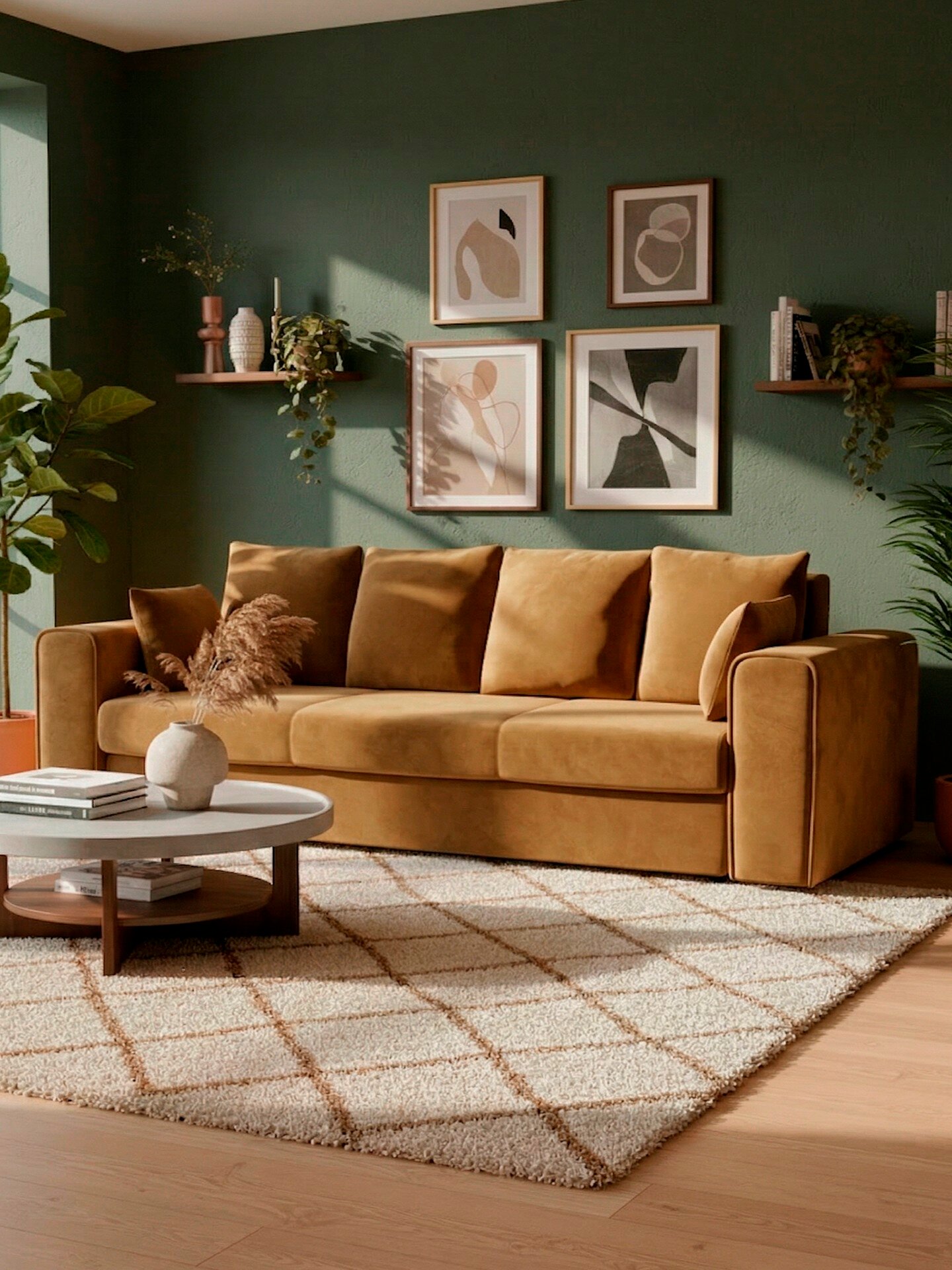 Диван Гиверни Лайт Velutto 56 NOW 230x94x80 см, желтый Велютто, еврокнижка Фиеста