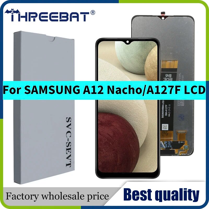 Новый ЖК-дисплей для Samsung A12 Nacho A127F A127M A127U, дигитайзер сенсорного экрана в сборе для Samsung A127F LCD