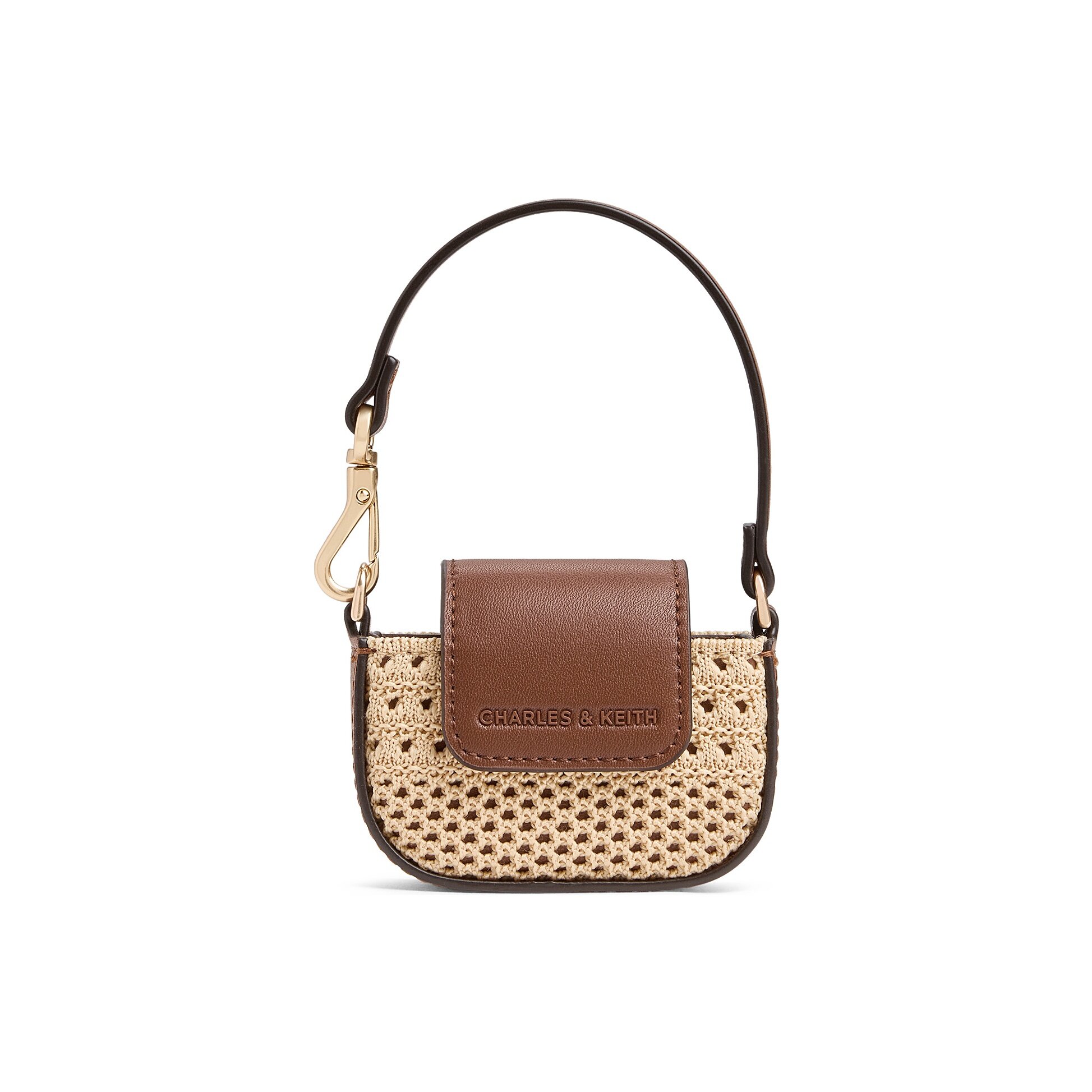 Сумка CHARLES & KEITH, фактура пэчворк, бежевый/коричневый — фото 1
