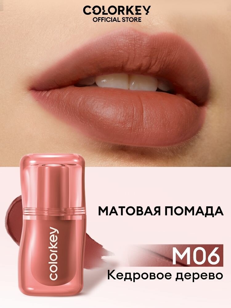 Матовый тинт для губ COLORKEY бахратный кремовый стойкий, тон M06 Кедровое дерево, 3г стойкий тинт кремовый тинт M06 3г