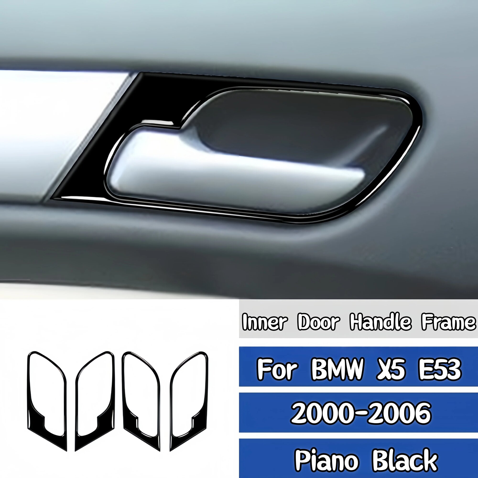 Для BMW X5 E53 2000-2006: накладки на ручки дверей салона (черный глянец), декоративные элементы, аксессуары