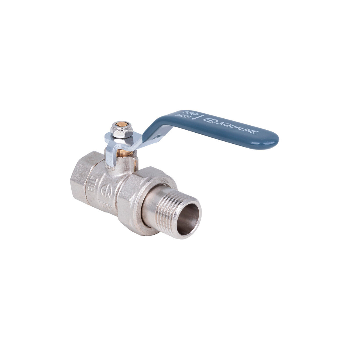 Кран шаровой латунный Aqualink со сгоном, 1/2", ГОСТ, внутренняя/наружная резьба, ручка