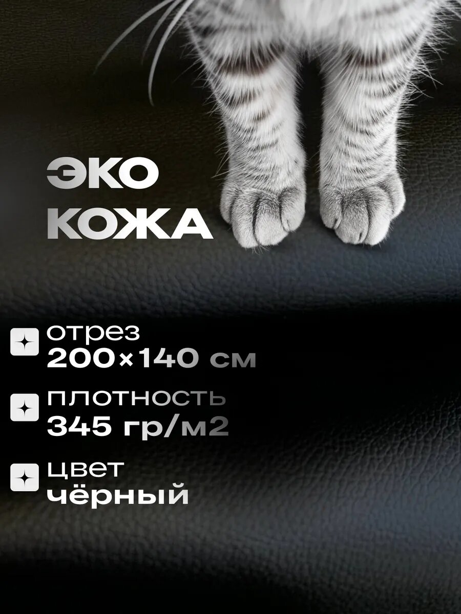 Экокожа черная матовая 200/140